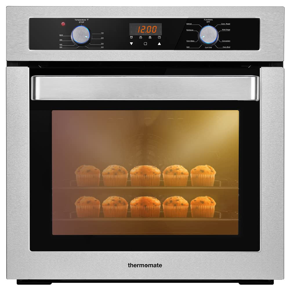 24 Inch Electric Single Wall Oven, 9 Cooking Functions | Thermomate