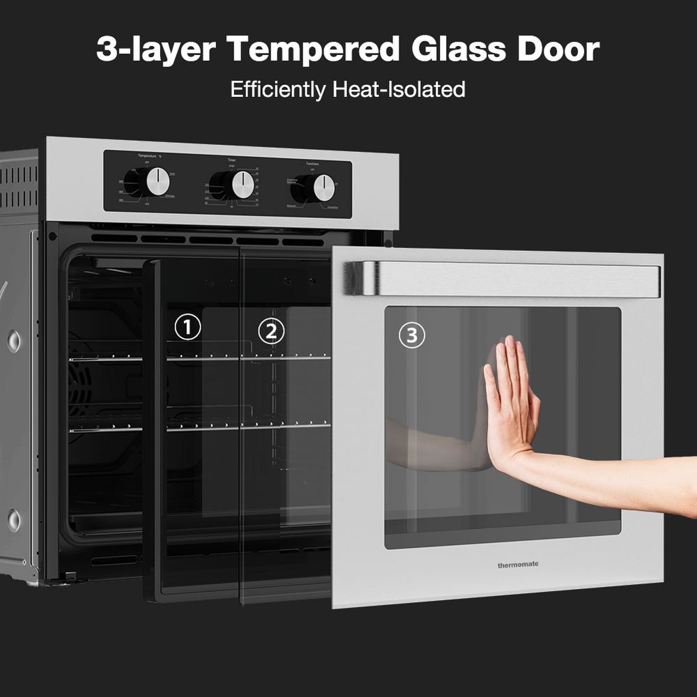 24 Inch Gas Single Wall Oven,5 Cooking Functions