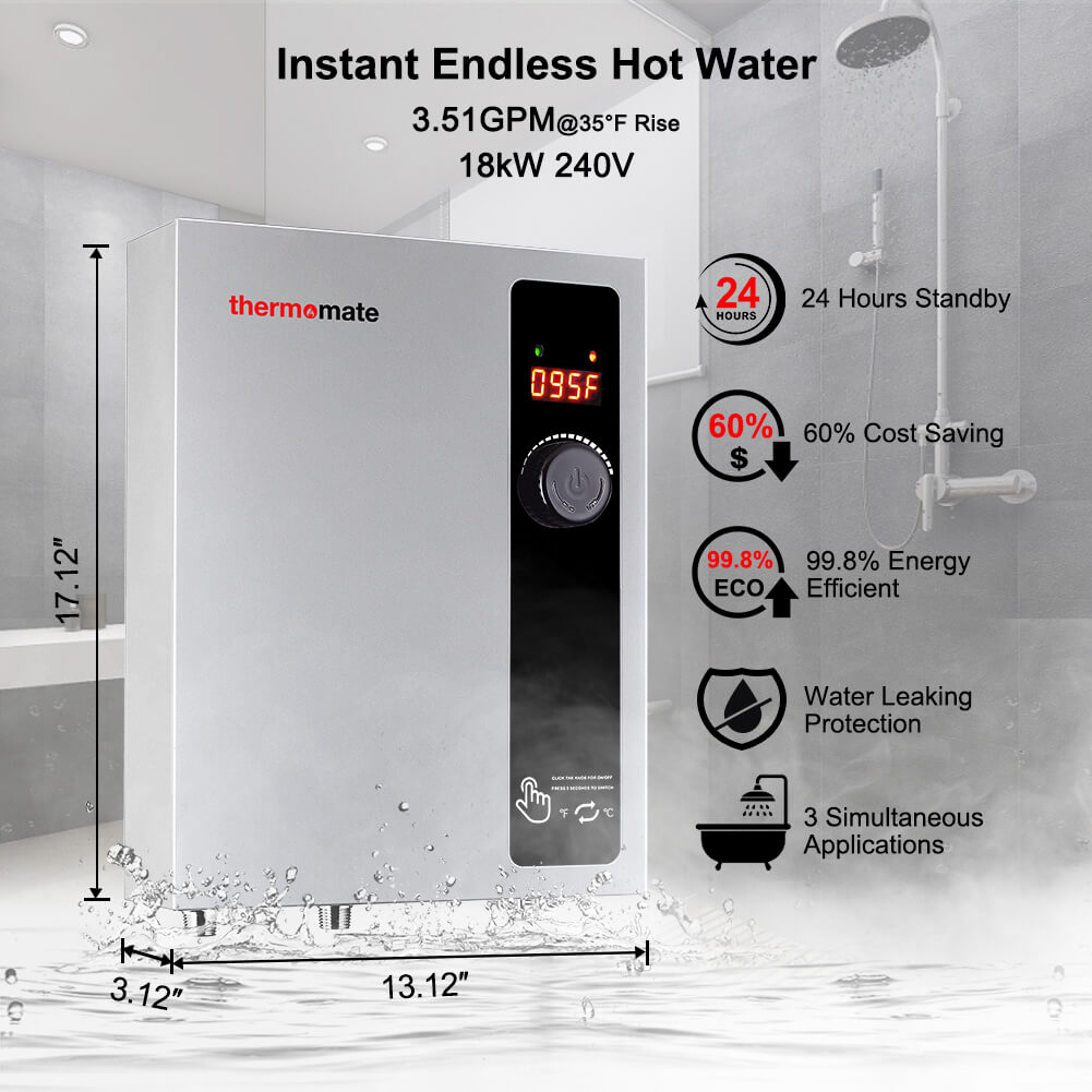 Tankless Electric On Demand Instant Hot Water Heater - 240V | 18kW